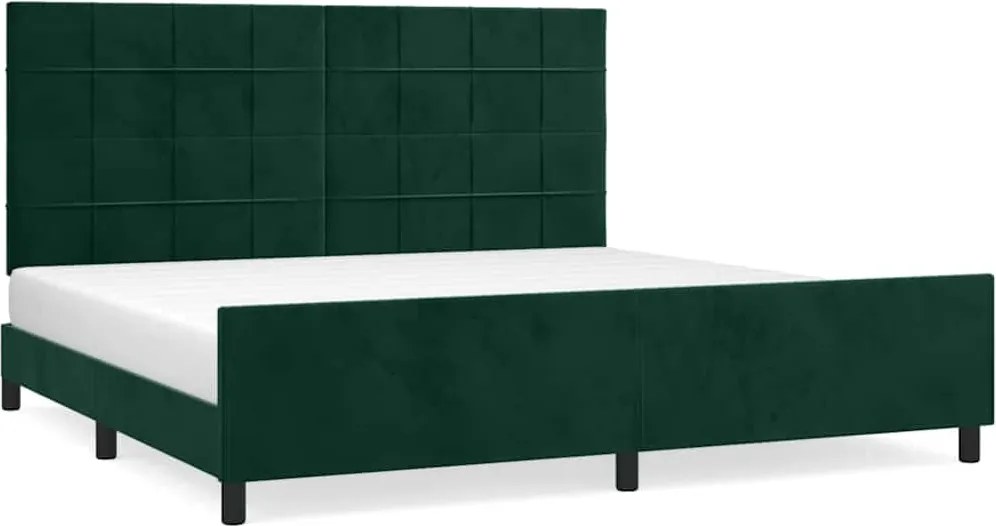 Rám postele bez matrace tmavě zelená 200 x 200 cm samet 3125778