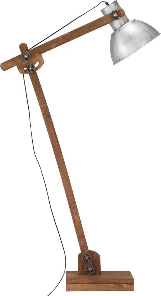 Stojací lampa stříbrná masivní mangovníkové dřevo E27 320579