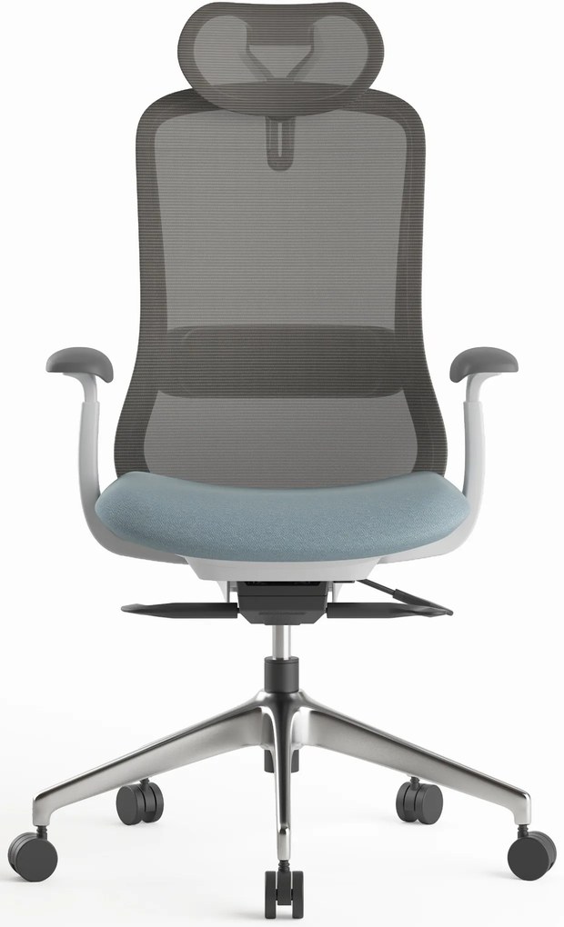 MERCURY Ergonomická kancelářská židle UNO - šedá síťovina / modrá látka