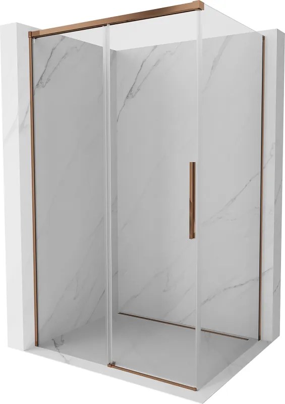 Mexen Rox, posuvný sprchový kout 120 x 85 cm, 8mm čiré sklo, růžové zlato profil, 8C2-120-085-60-00