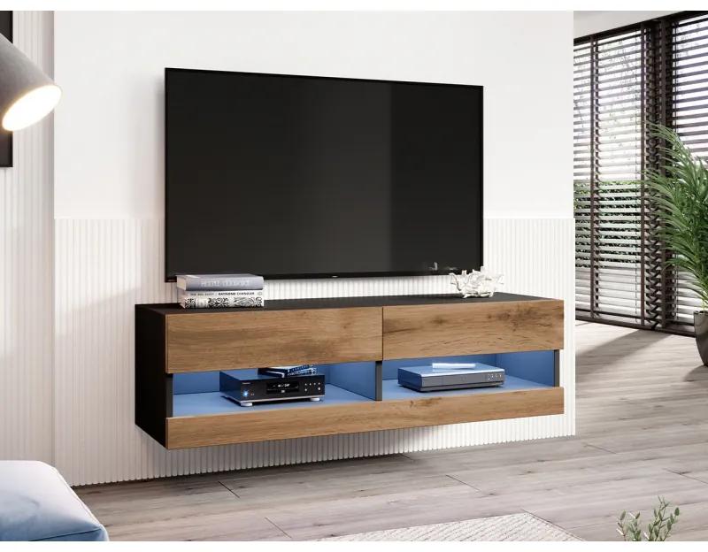 TV stolek Zigo New 140, Osvětlení: osvětlení LED - modré, Barva: černý / wotan
