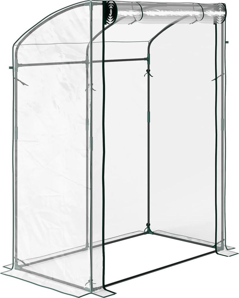 Outsunny Skleník s dveřmi Zahnutá střecha Zimní skleník z ocelové fólie, skleník 128 x 70 x 170 cm Transparentní