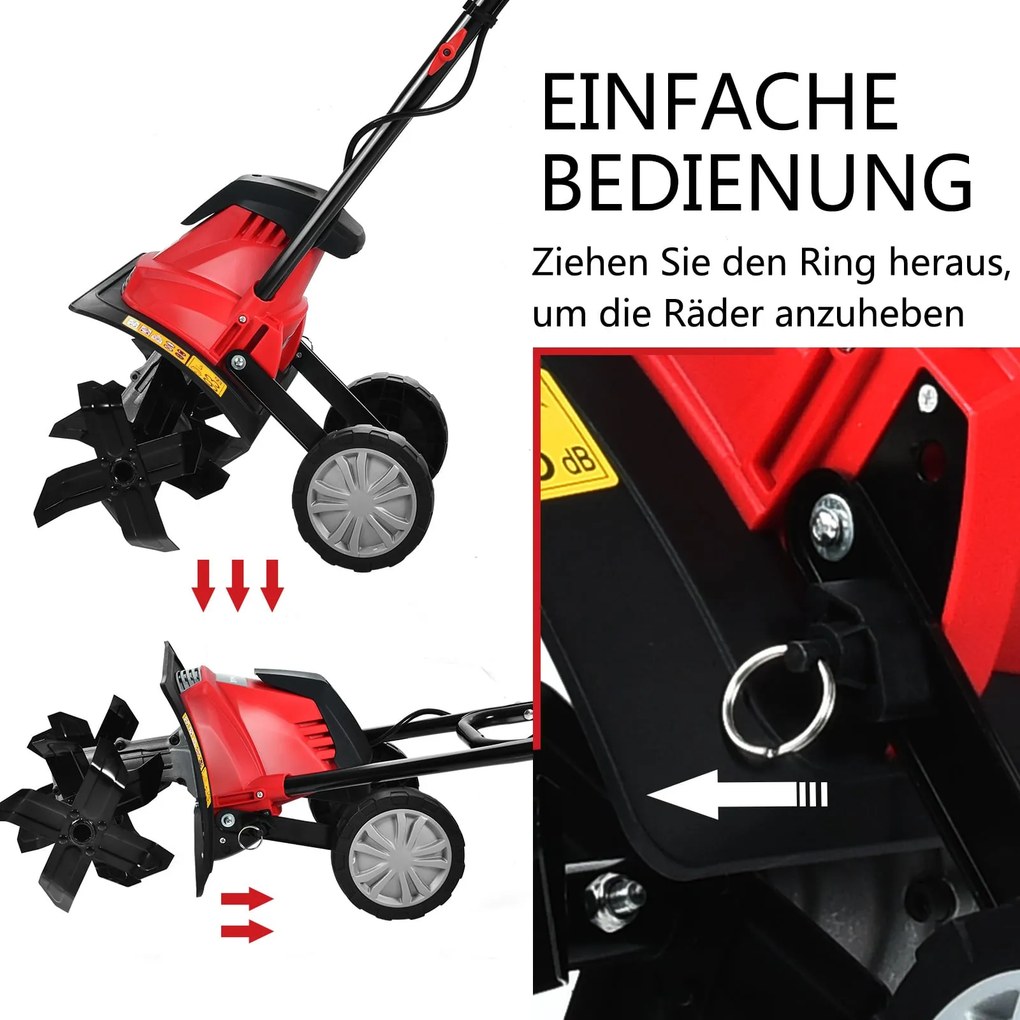 Costway Elektrický kypřič a kultivátor elektrický kypřič zahradní kypřič červená