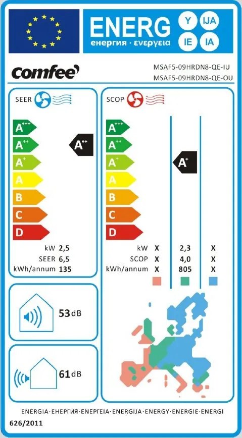 Klimatizace Midea/Comfee MSAF5-09HRDN8-QE SET QUICK, 8800BTU, do 32m2, WiFi, vytápění, odvlhčování  [77100072]