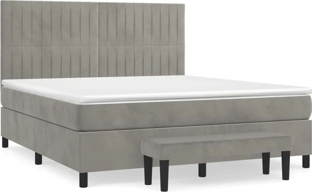 Box spring postel s matrací světle šedá 160x200 cm samet 3137971
