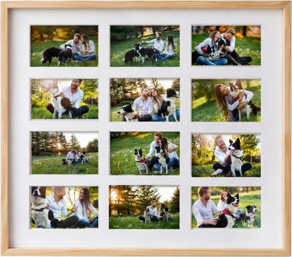 Dřevěný fotorámeček na 12 fotografií FORMIN, 59 x 54 cm
