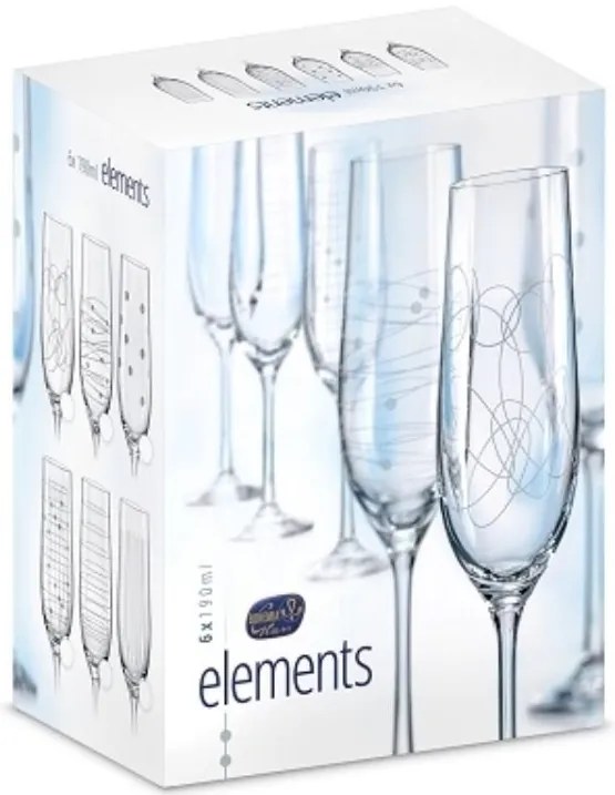 Crystalex - Bohemia Crystal Crystalex sklenice na šampaňské Viola Elements 190 ml, 6 ks (mix dekorů)