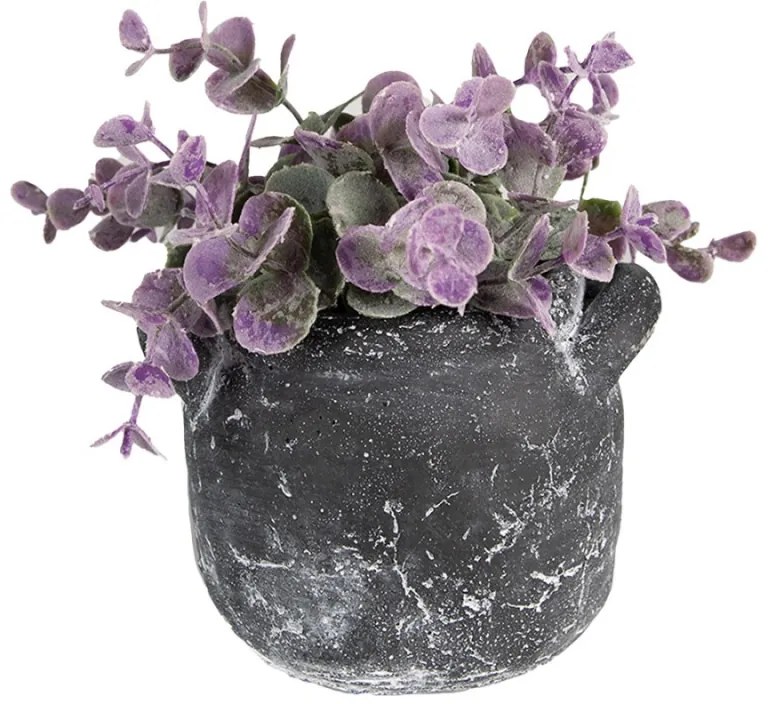 Granitový antik cementový obal na květináč s uchy – 13x11x9 cm