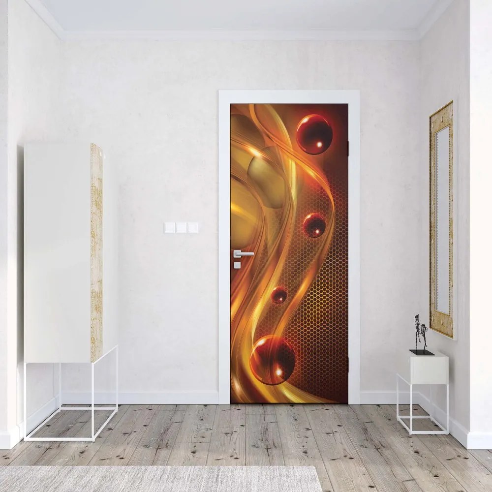 GLIX Fototapeta na dveře - Orange Red Yellow Modern Abstract Design | 91x211 cm