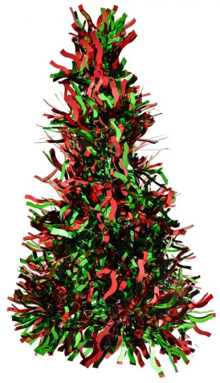 Třpytivý červeno-zelený jednoduchý dekorační stromeček Cello S – 12x25 cm