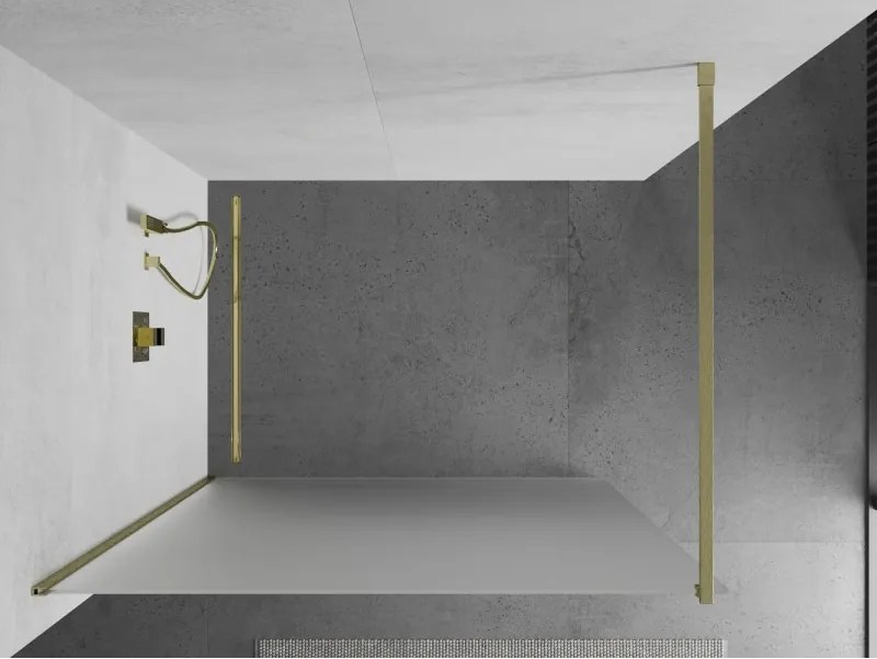 Mexen Kioto, sprchová zástěna Walk-In 70 x 200 cm, 8mm sklo námraza, zlatý matný profil, 800-070-101-55-30