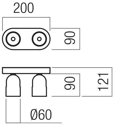 Redo group Redo Kobe, černo-hnědé stropní/nástěnné svítidlo, LED 16W 2700K, stmívatelné TRIAC, průměr 6cm, 20x9cm