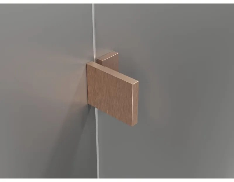 Mexen Lunar, L půlkruhový výklopný sprchový kout 90 x 90 cm, 8mm čiré sklo, profil měděná matná, 833L-090L-090P-65-00