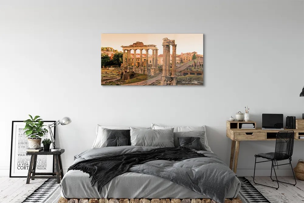 akrylový obraz Řím Roman Forum svítání 125x50 cm