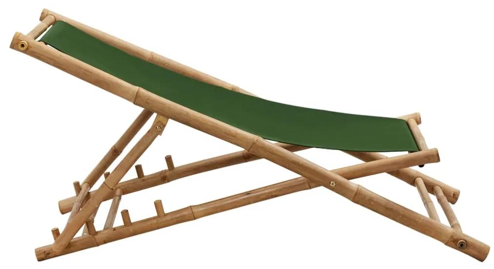 vidaXL Zahradní lehátko bambus a plátno zelené
