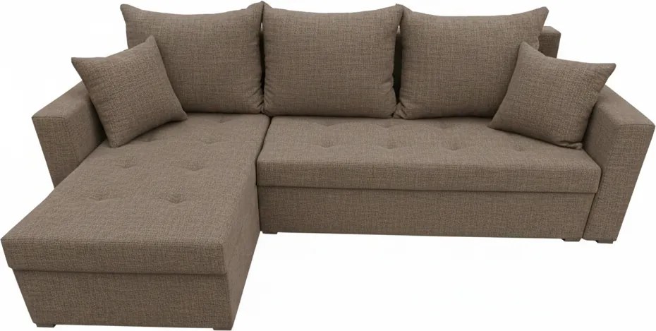Rohová rozkládací sedací souprava do L LORENZA, 238 cm, s úložným prostorem Roh pohovky: Pravý roh, Barva látky Sawana: Hnědá (Sawana 25)