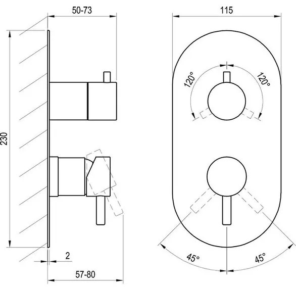 Ravak Espirit Podomítková baterie se 3 výstupy, Graphite Brushed ES068.20GB.O3.RB07F X070320