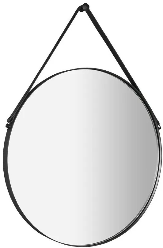 Sapho Sapho, ORBITER zrcadlo kulaté s koženým popruhem, ø 70cm, černá matná, ORT070
