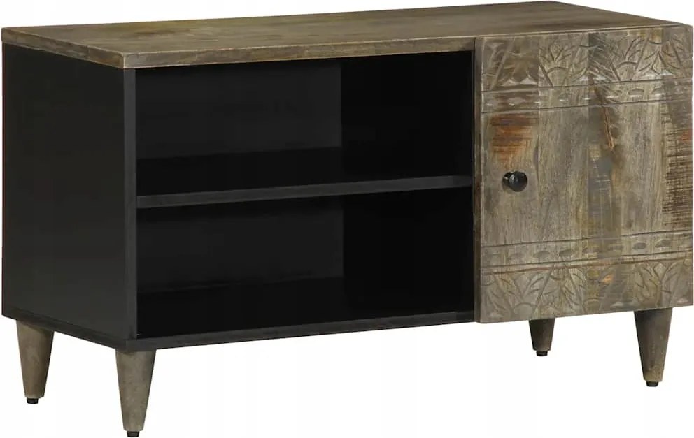 Tv Cabinet světle šedá 80x31,5x46 cm masivní mangovníkové dřevo