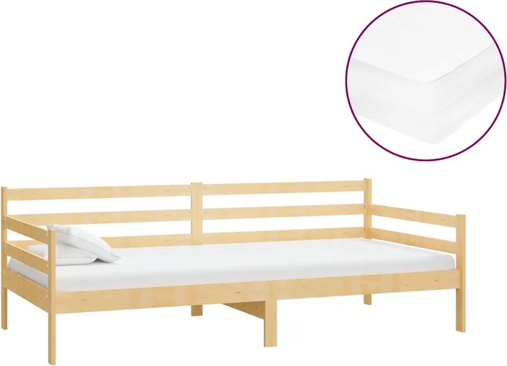 Válenda s matrací 90 x 200 cm masivní borové dřevo 3083594