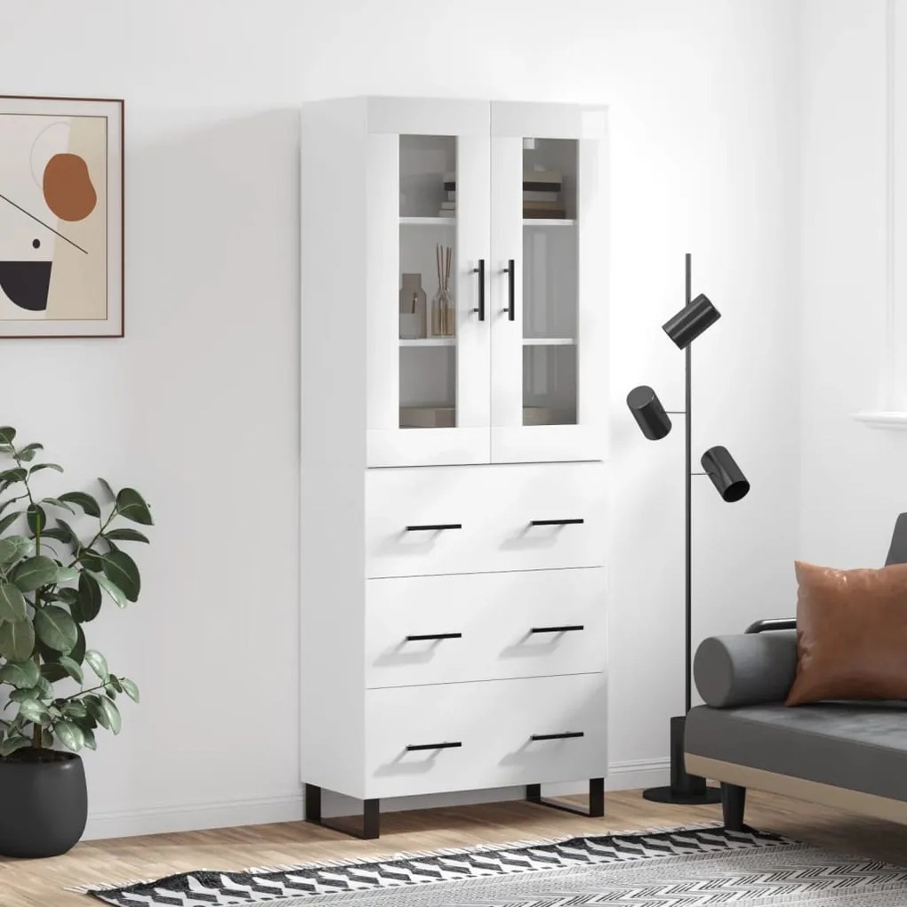 Skříň highboard lesklá bílá 69,5 x 34 x 180 cm kompozitní dřevo - Default Title