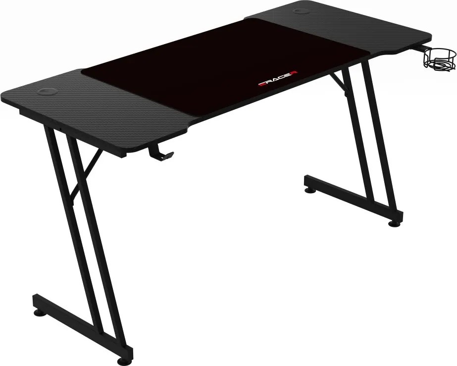Herní stůl ERACER H1104 — 140x60 cm, kov, melamin, černá