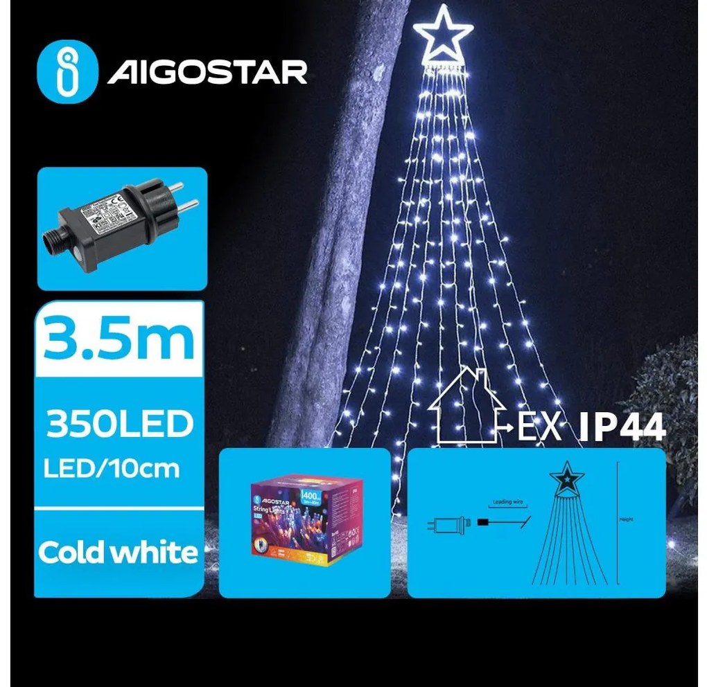 Aigostar - LED Venkovní vánoční dekorace LED/6W/230V 3,5m IP44 studená bílá