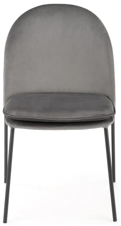 Jídelní židle HIXON — kov, sametová látka, šedá
