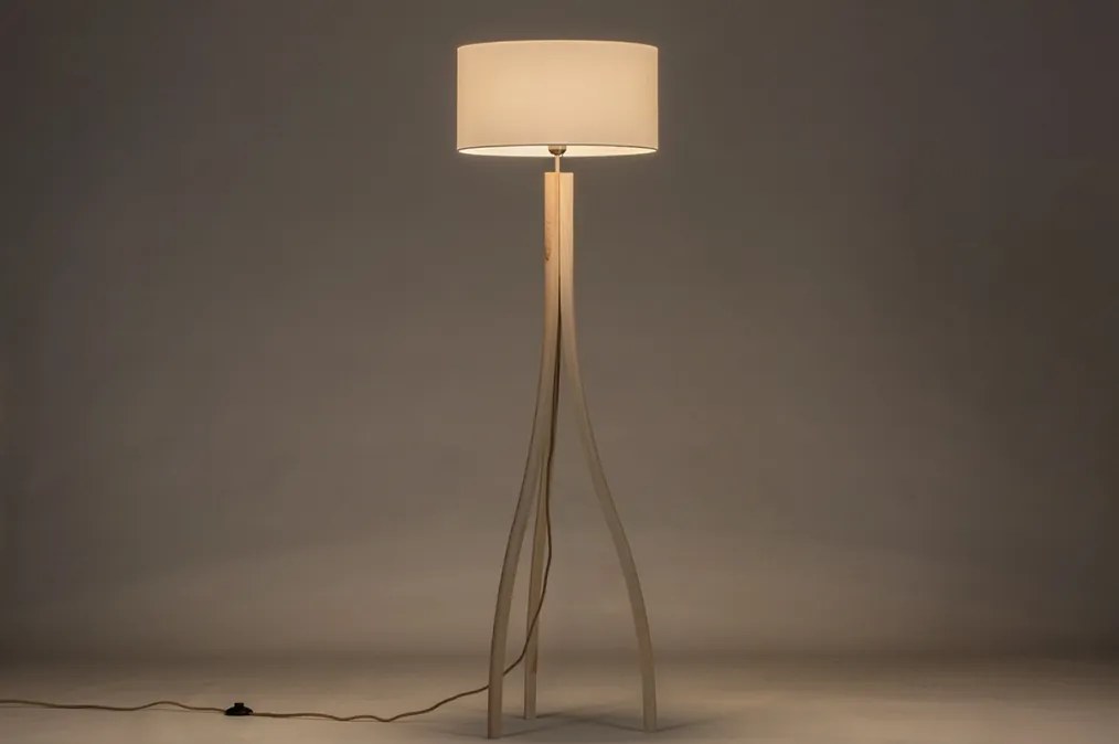 Stojací designová lampa Arbon White and Wood
