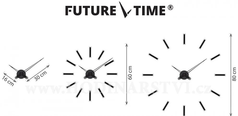 Designové nalepovací hodiny Future Time FT9600WH Modular white 60cm