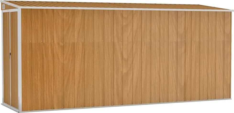 Nástěnný zahradní domek hnědý 118 x 382 x 178 cm pozinkovaná ocel 316232
