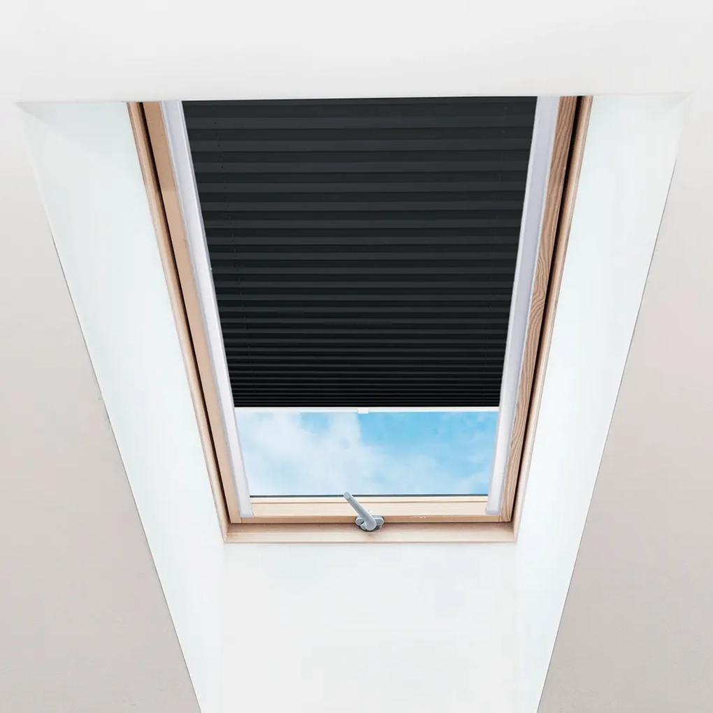 Roleta Plisé na střešní okna, Průsvitná, Černá, P 012 , 60 x 50 cm