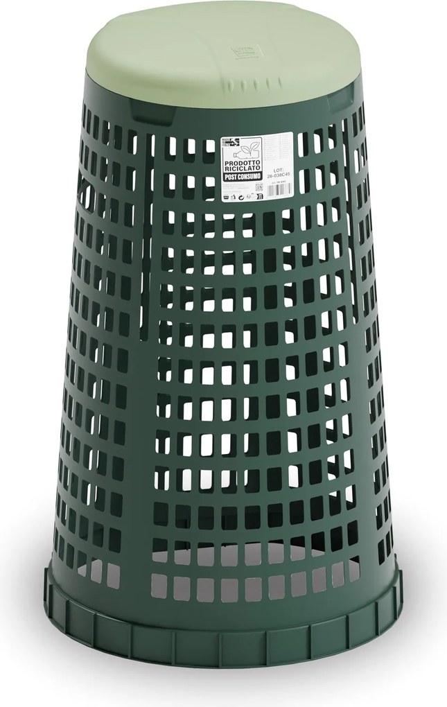 Plastový odpadkový koš na 120 l pytle, zelený, zelené víko