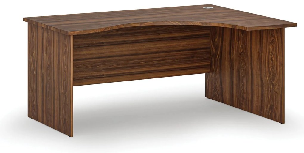 Ergonomický kancelářský psací stůl PRIMO WOOD, 160x120 cm, pravý, ořech