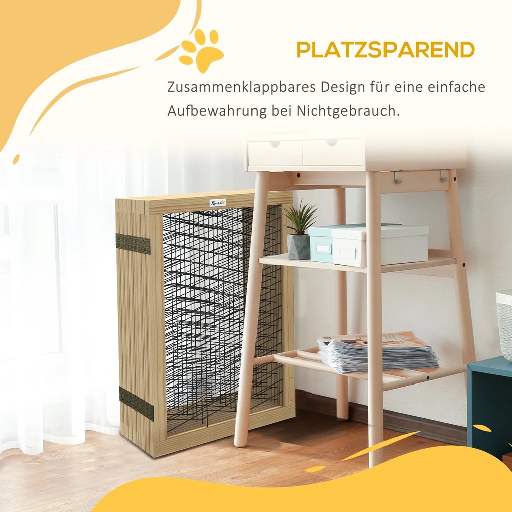 PawHut Dřevěná brána pro psy, ochrana dveří, skládací brána pro psy s 8 panely, plot pro psy, schodová brána, ochranná brána k krbu, přírodní, 375 x …