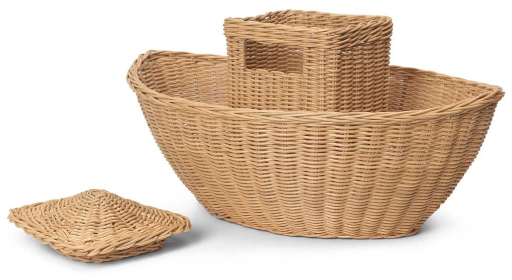 ferm LIVING Úložný koš Rattan Braided Ark, přírodní barva, proutí