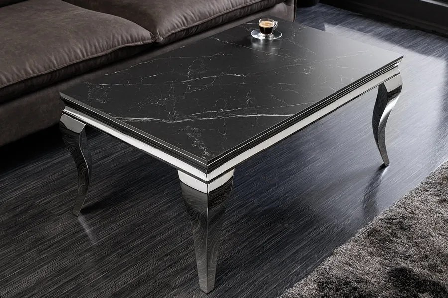Designový konferenční stolek Rococo 100 cm černý / stříbrný