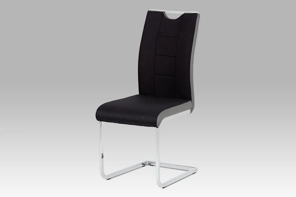 Jídelní židle chrom černá látka a šedá ekokůže DCL-410 BK2