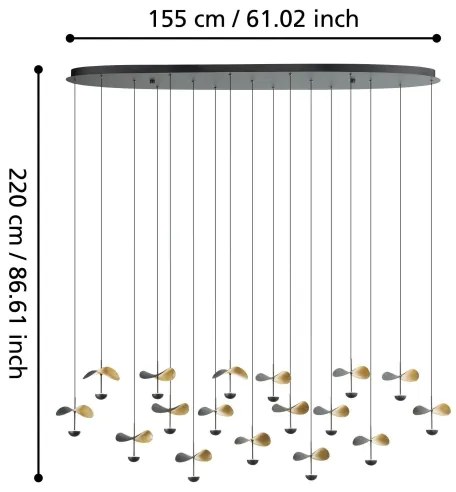 Eglo 390343 - LED Stmívatelný lustr na lanku DRACERA 17xLED/2,3W/230V 3000K
