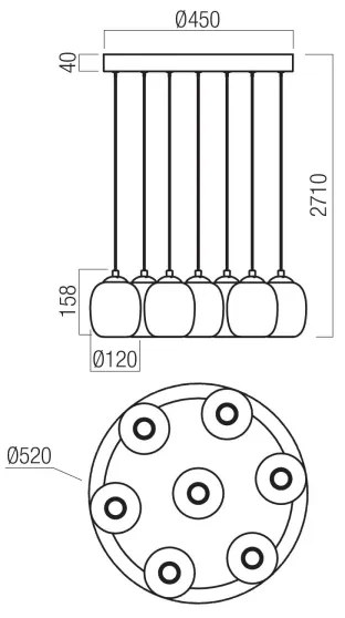 Redo 01-3489 - LED Stmívatelný lustr na lanku KHADI 7xLED/5W/230V černá/kouřová