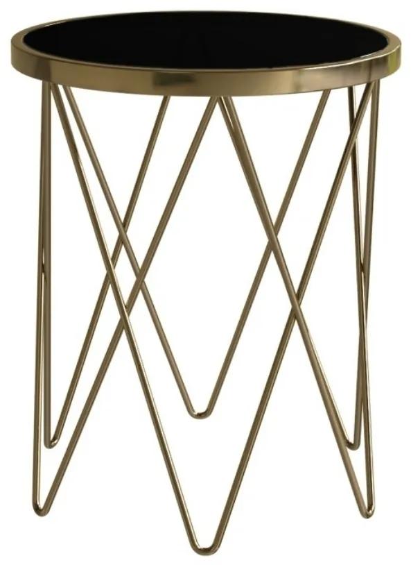 OnaDnes -20% Černo zlatý skleněný odkládací stolek Miotto Belaria 50 cm s kovovou podnoží