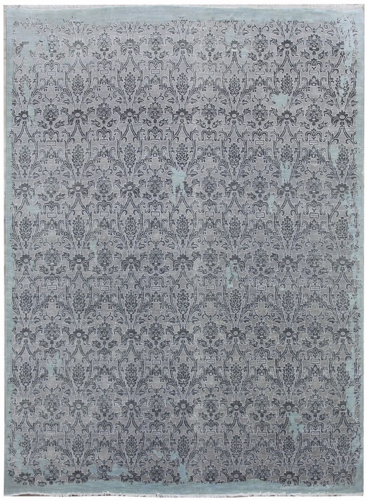 Diamond Carpets India, Ručně vázaný kusový koberec Diamond DC-M 5 Light grey/aqua, 160x230, modrá, chodba / předsíň