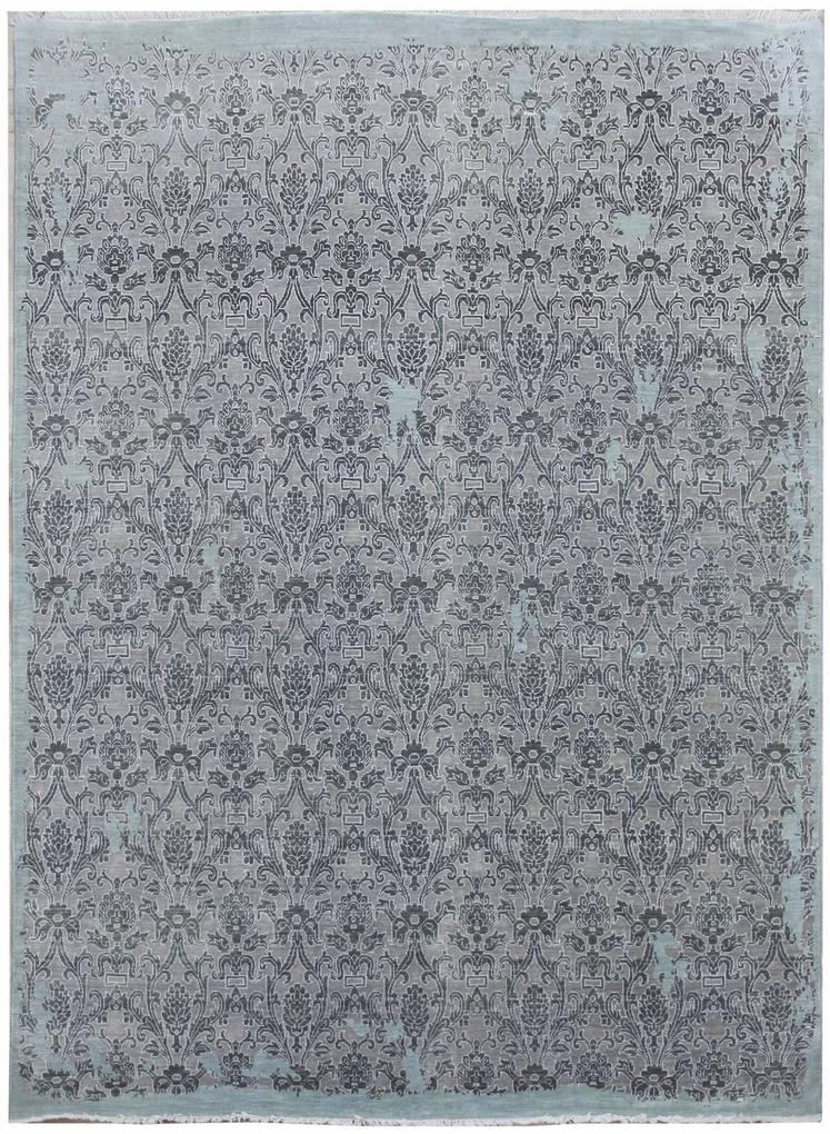 Diamond Carpets koberce Ručně vázaný kusový koberec Diamond DC-M 5 Light grey/aqua - 305x425 cm