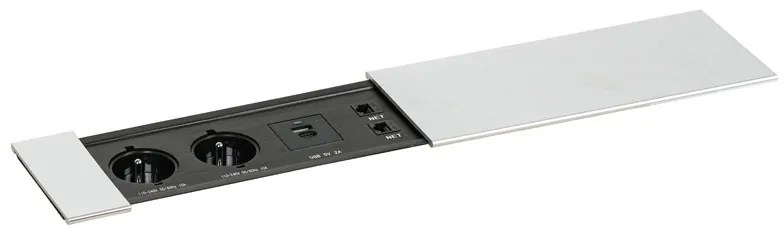 Stůl INVITATION 2000 x 1000 x 740, wenge + 2x stolní zásuvka TYP IV, stříbrná