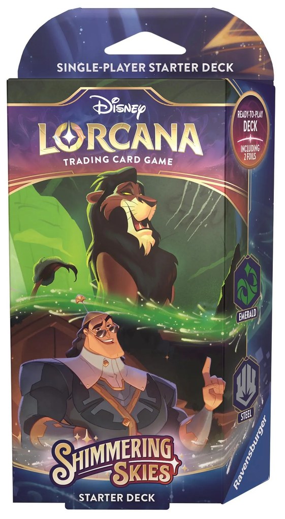 Disney lorcana shimmering skies - emerald / steel starter deck