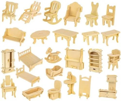 Dřevěná sada nábytku skládací Kruzzel 23542 set pro panenky