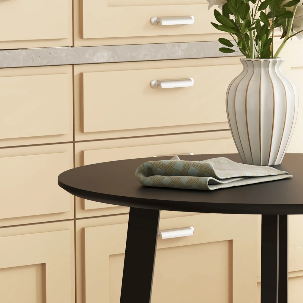 HOMCOM Jídelní stůl Kulatý kuchyňský stůl Odkládací stolek Jídelní stůl se zkosenými nohami do kuchyně Jídelna Obývací pokoj Moderní design Černá 72 …
