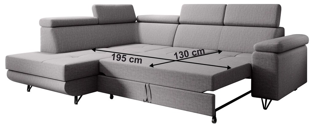 Kondela Rozkládací sedací souprava, světle šedá, levá, JOGI ROH