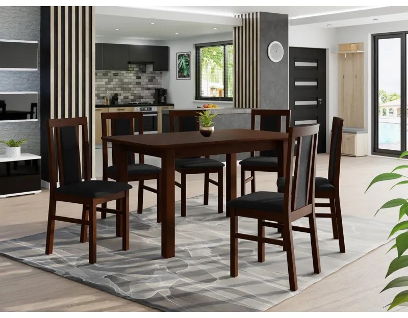 Rozkládací stůl se 6 židlemi - AL65, Barva dřeva: ořech, Potah: Hygge D91