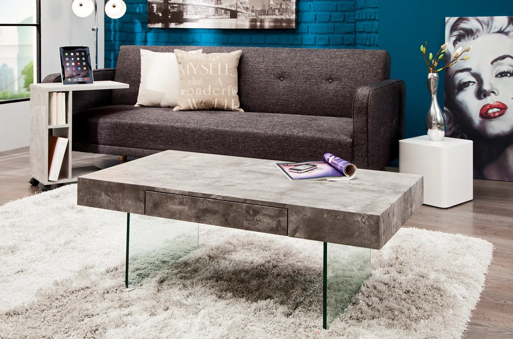 Bighome - Konferenční stolek FLOAT 110 cm – betonový design